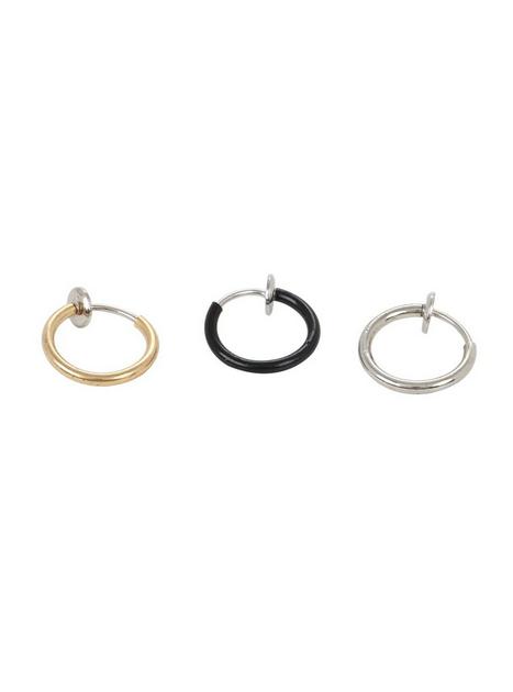 LOVEsick Silver Black Gold Faux Hoop 3 Pack | Hot Topic