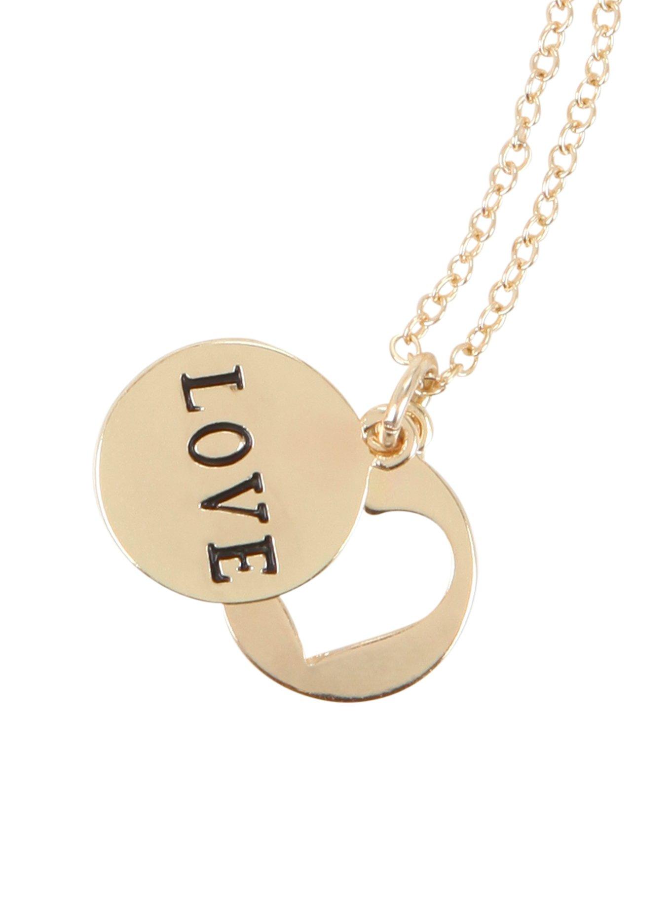 Heart & Love Disc Necklace | Hot Topic