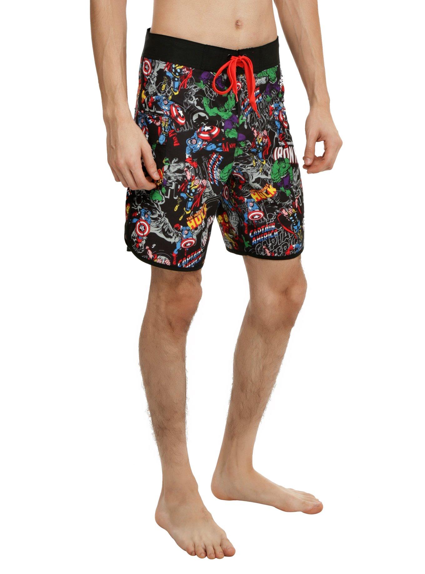 Marvel Allover Print Swim Trunks | Hot Topic
