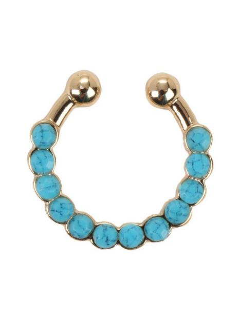 Faux Gold Turquoise Stone Septum Ring | Hot Topic