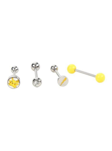 14G Steel Pokemon Pikachu Bolt Tongue Barbell 4 Pack | Hot Topic