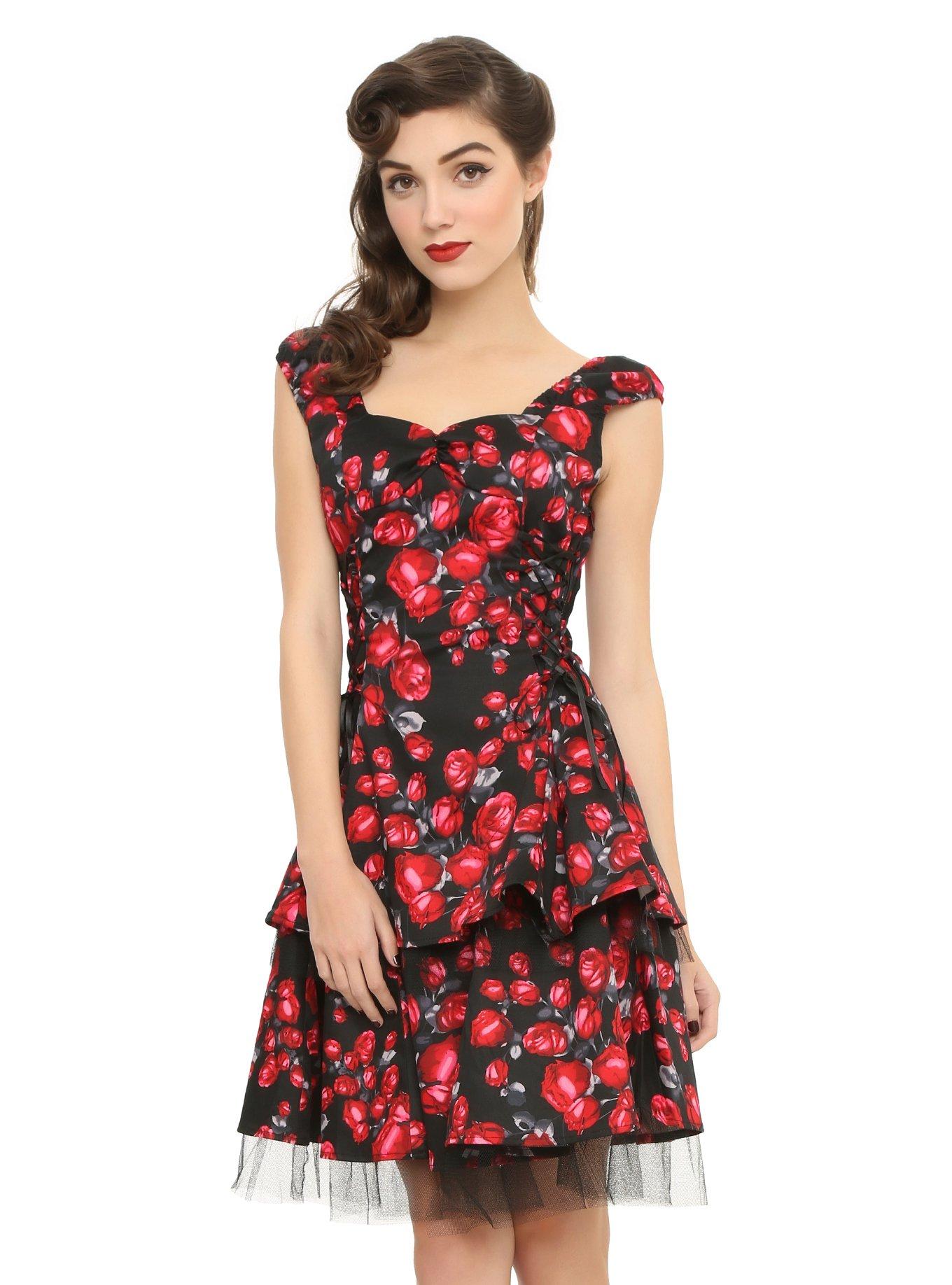 Red & Black Rose Ruffle Dress | Hot Topic