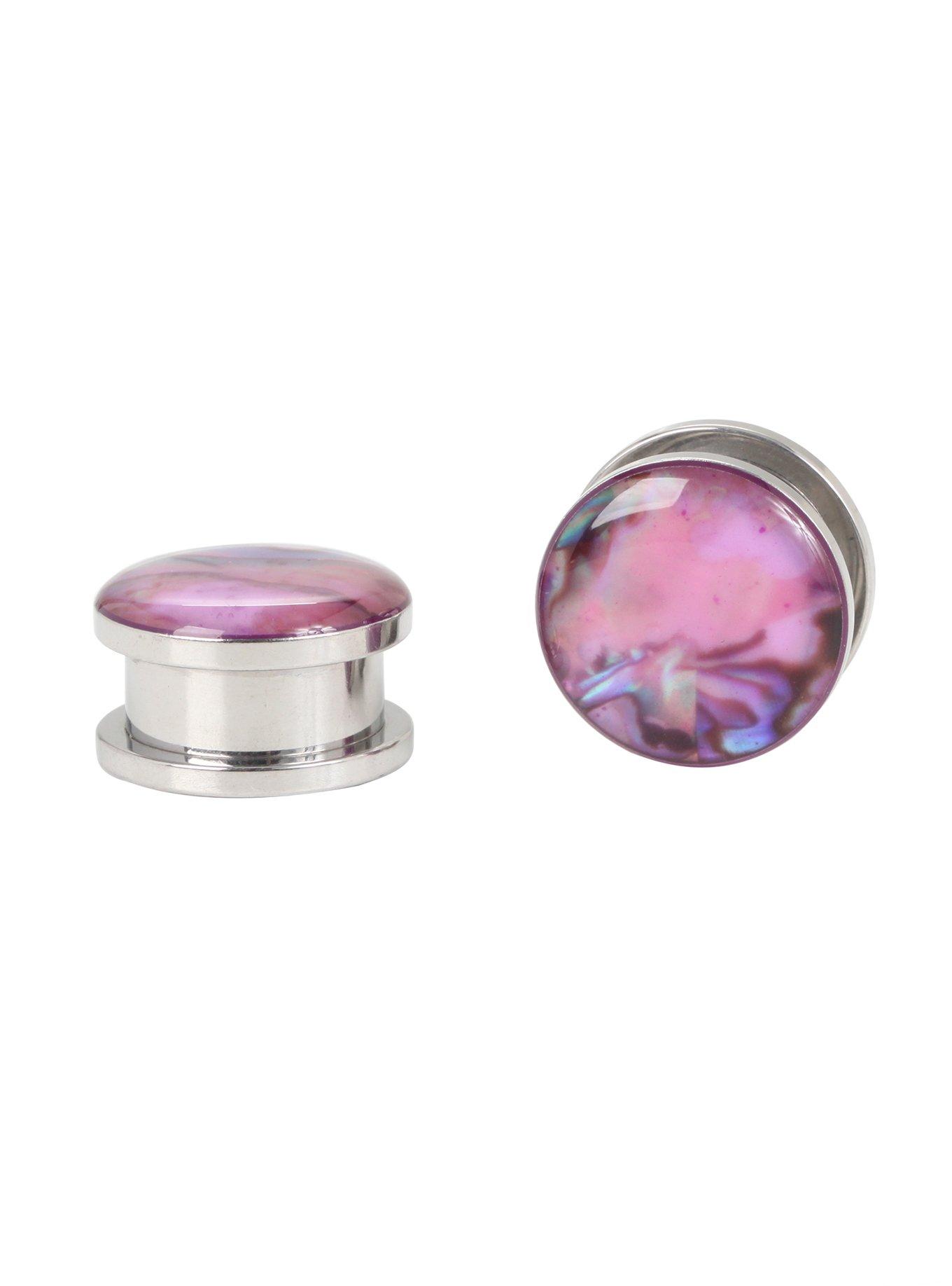 Steel Purple Turquoise Stone Spool Plug 2 Pack | Hot Topic
