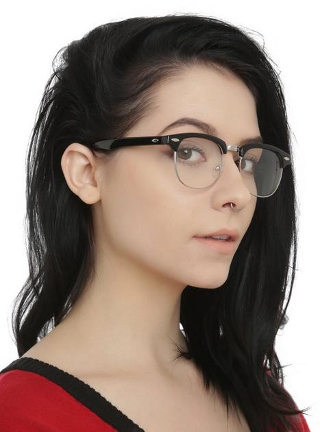Black Half-Rim Clear Lens Glasses | Hot Topic