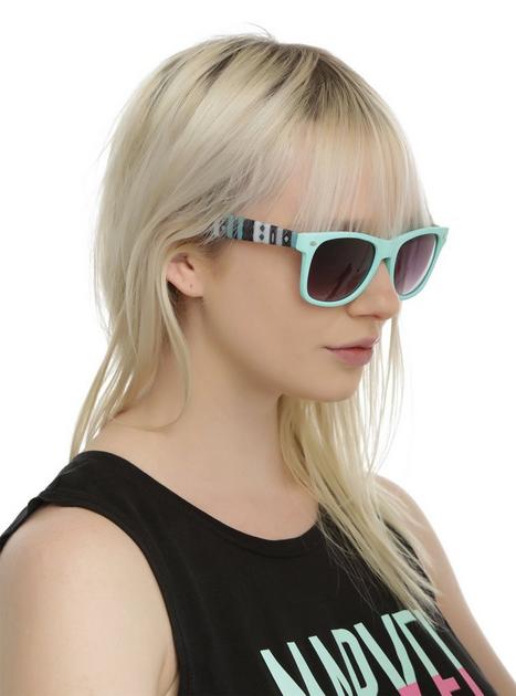 Mint And Grey Aztec Print Retro Sunglasses Hot Topic