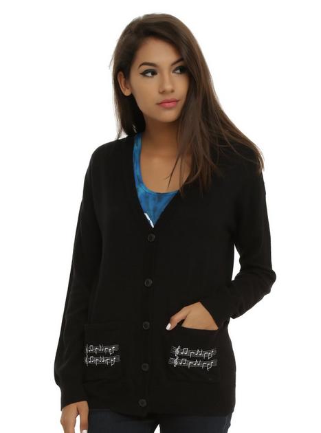 Black & White Music Note Girls Cardigan | Hot Topic