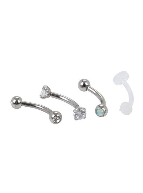 16G Clear Prong Opal Vertical Labret 4-Pack | Hot Topic