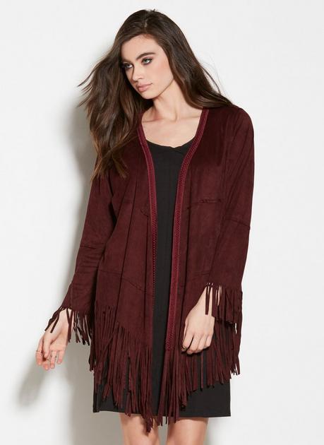 Suede Fringe Cardigan | Hot Topic