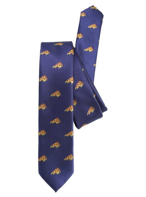 Pizza Print Navy Skinny Tie | Hot Topic