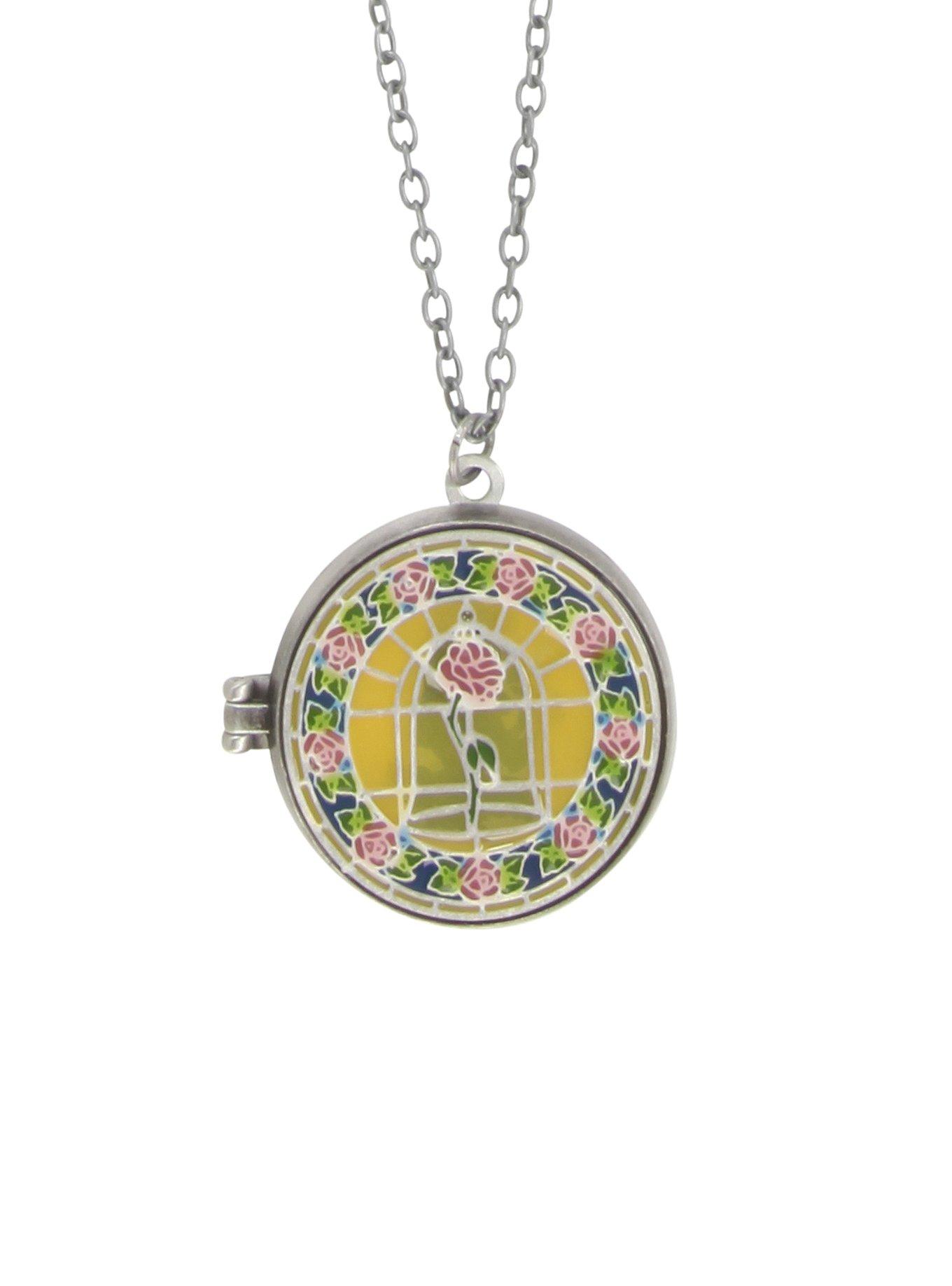 Disney Beauty And The Beast Stained Glass Locket | Hot Topic