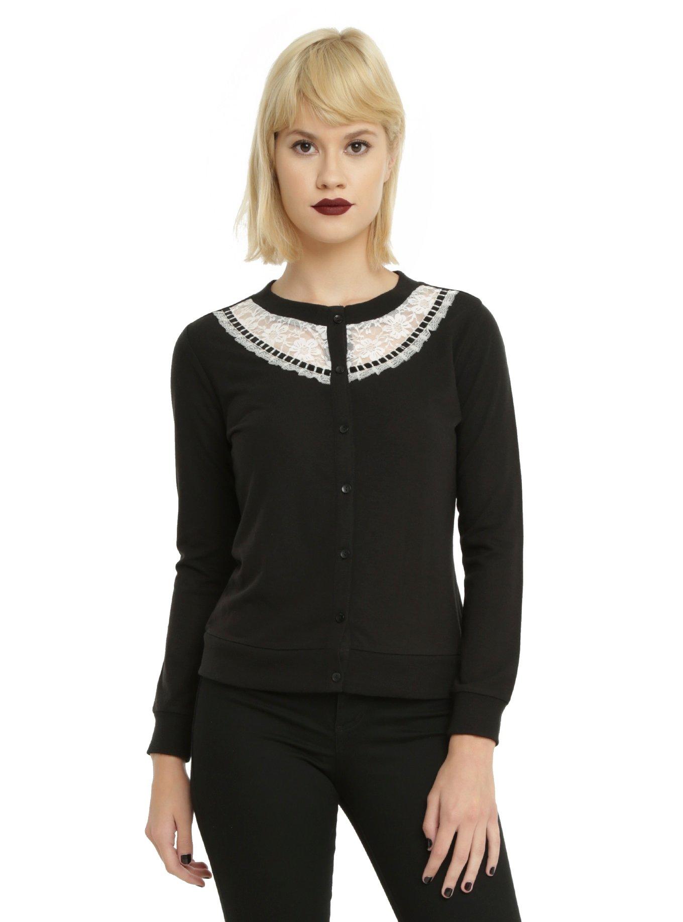Black And Ivory Lace Girls Cardigan | Hot Topic