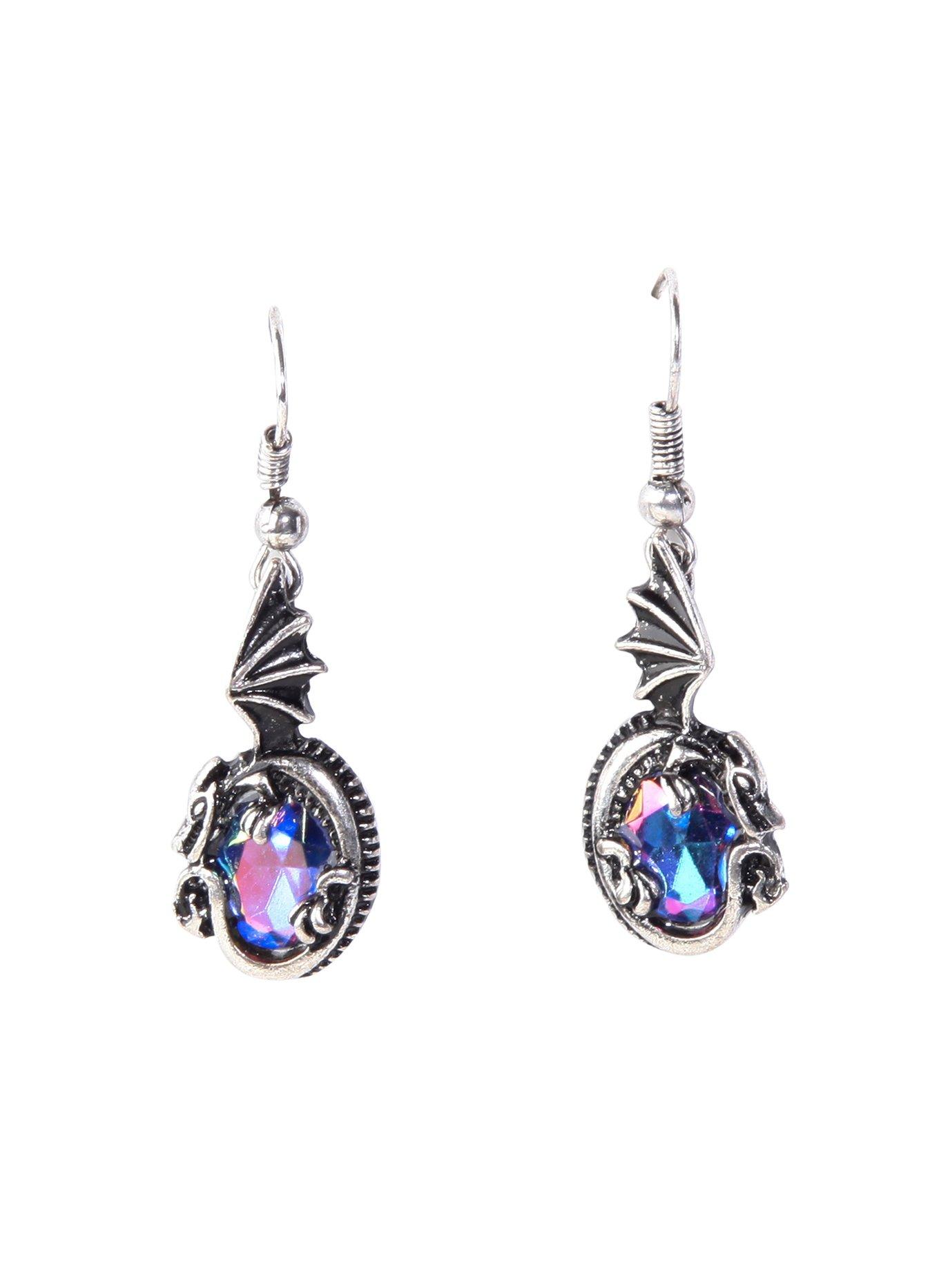 Dragon Rainbow Gem Drop Earrings | Hot Topic