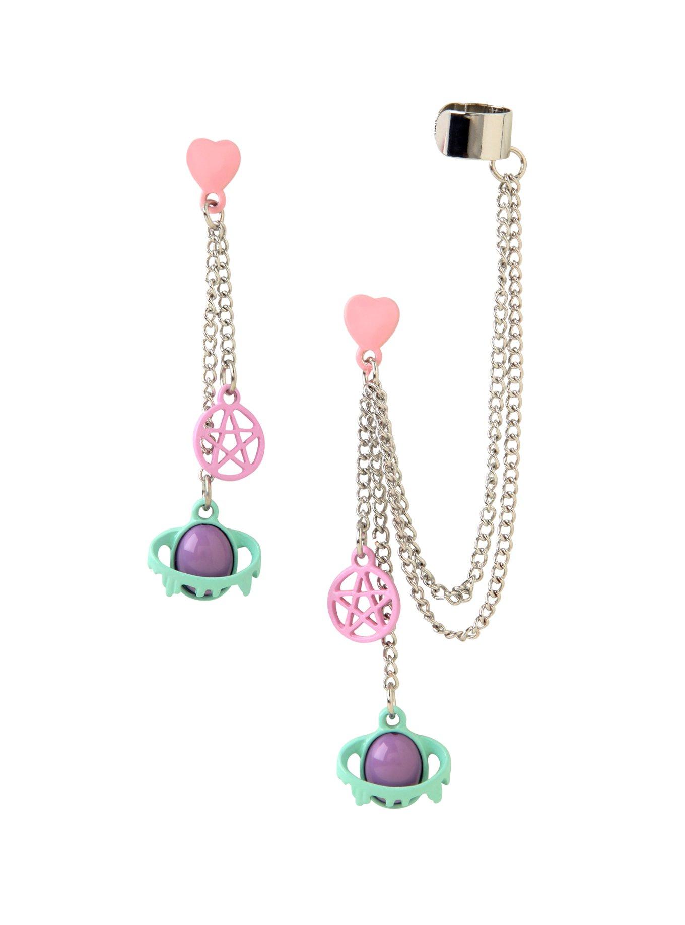Pastel Pentagram Planets Drop Earring And Cuff Set | Hot Topic