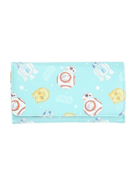 Star Wars Tossed Droids Mint Flap Wallet | Hot Topic