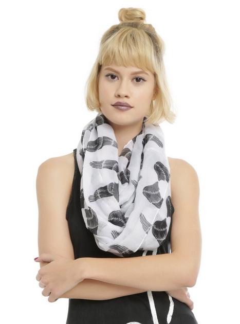 White & Black Angel Wings Infinity Scarf | Hot Topic