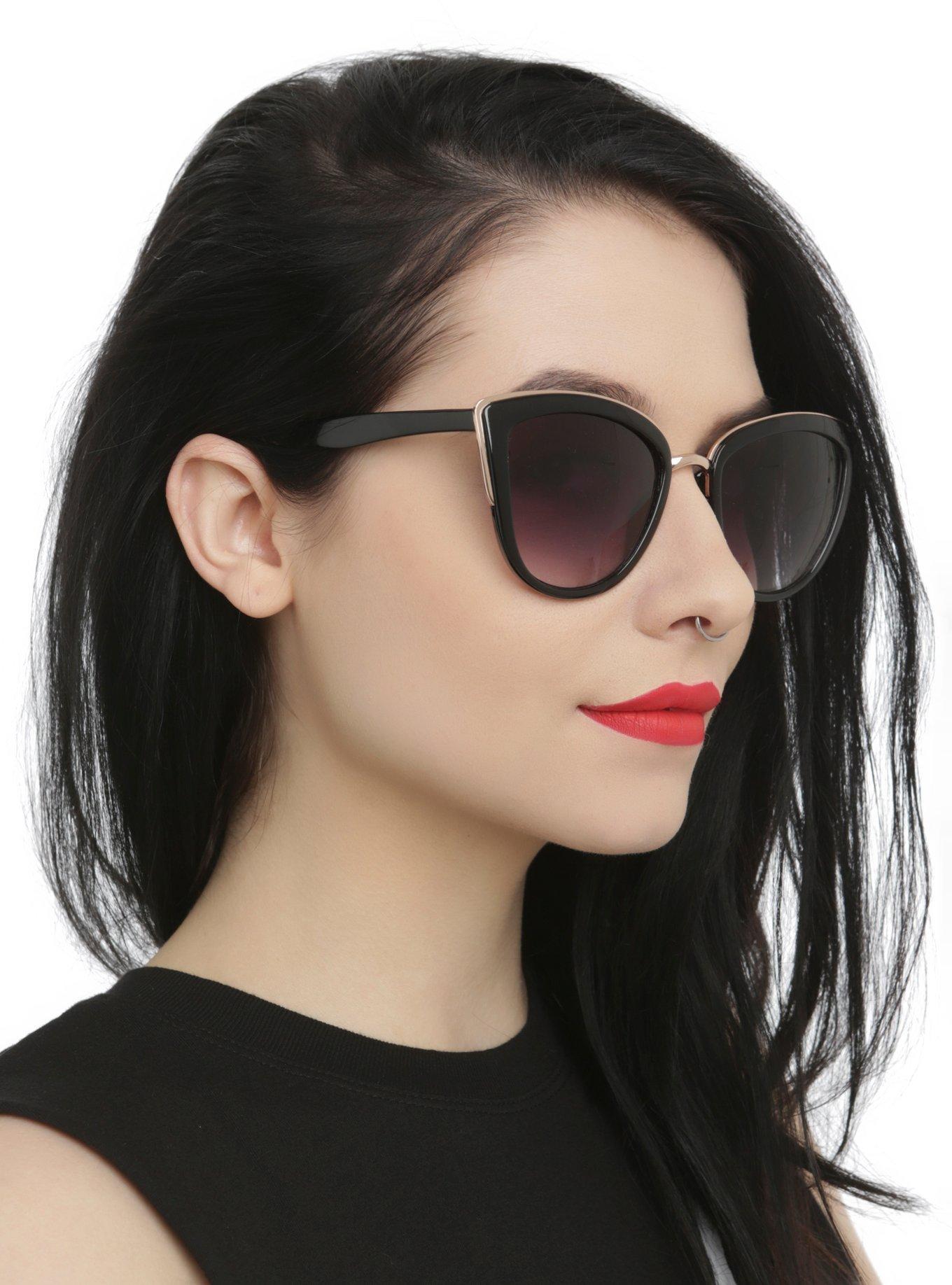 Black And Gold Metal Cat Eye Sunglasses Hot Topic