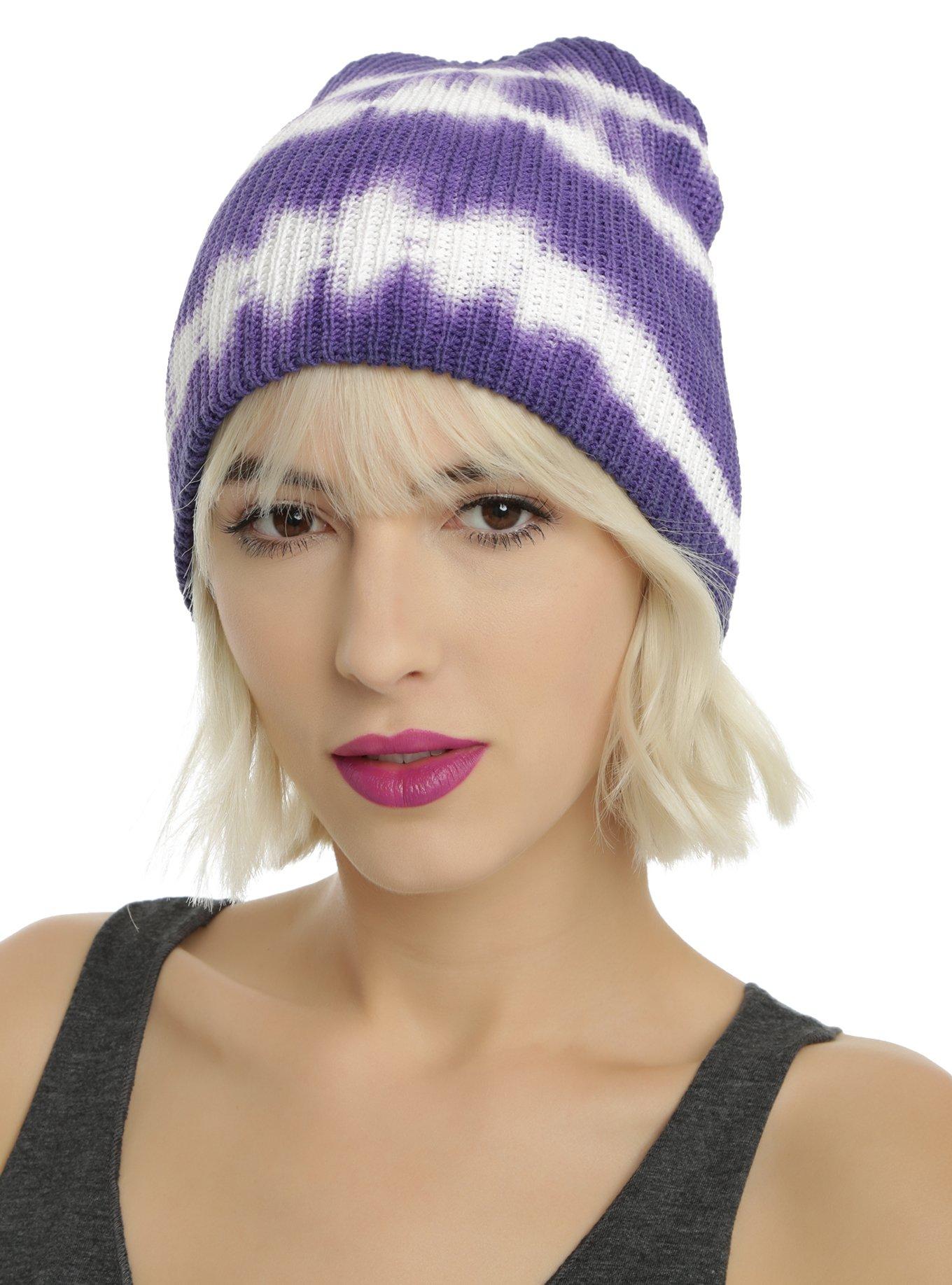 Purple Tie Dye Knit Beanie | Hot Topic