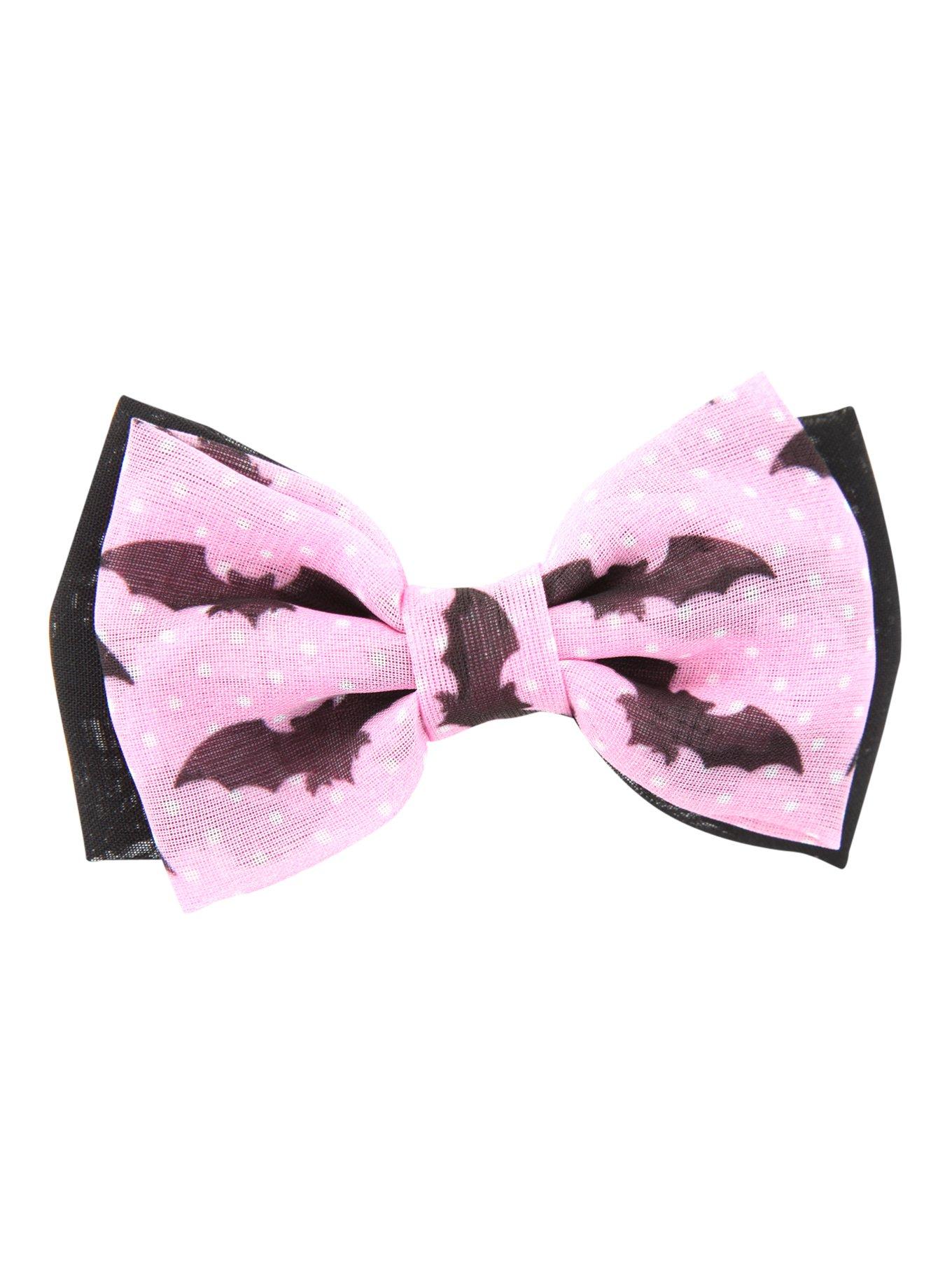 Pink & Black Bats & Dots Hair Bow | Hot Topic
