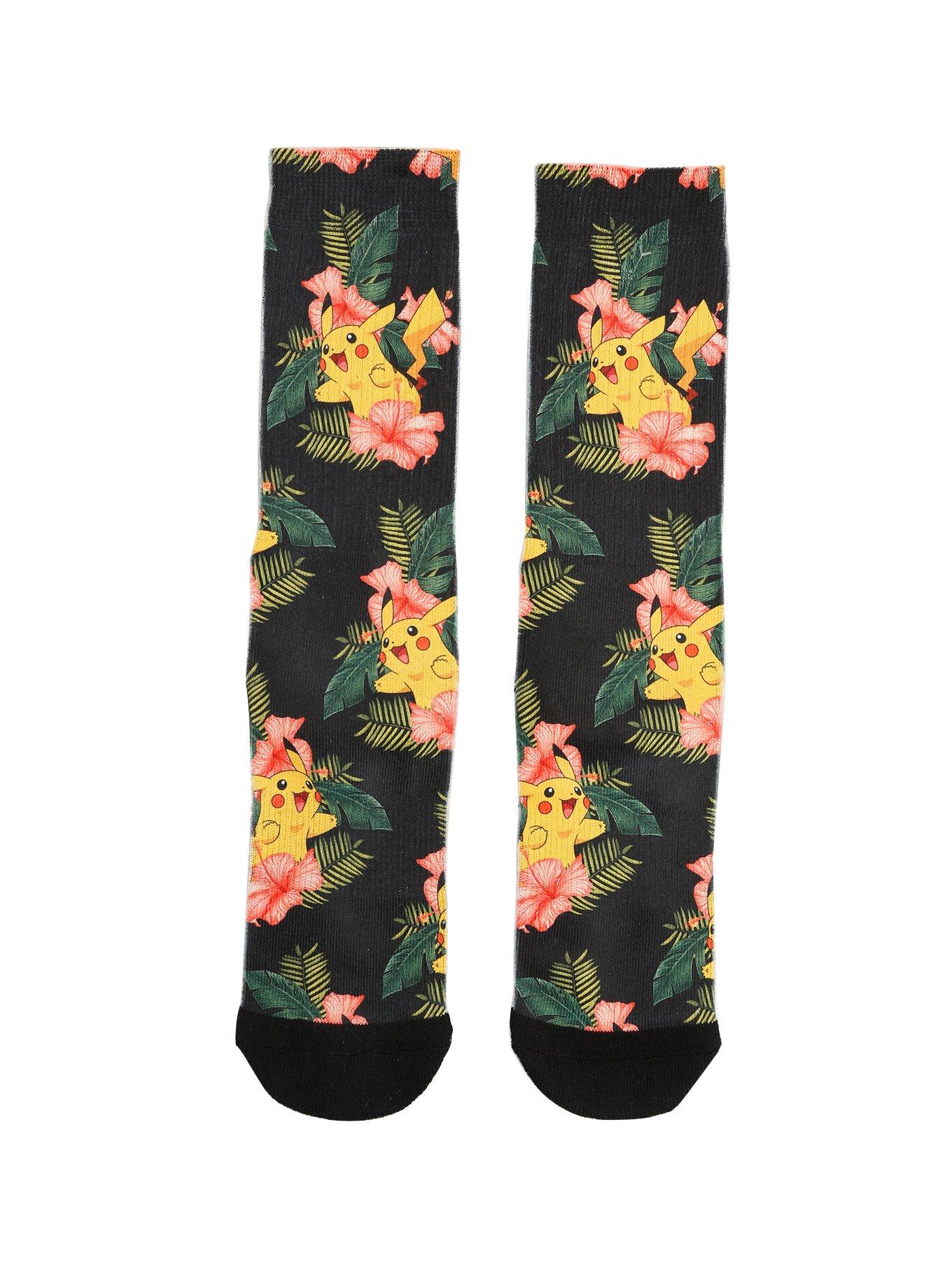 Pokemon Pikachu Hibiscus Crew Socks | Hot Topic