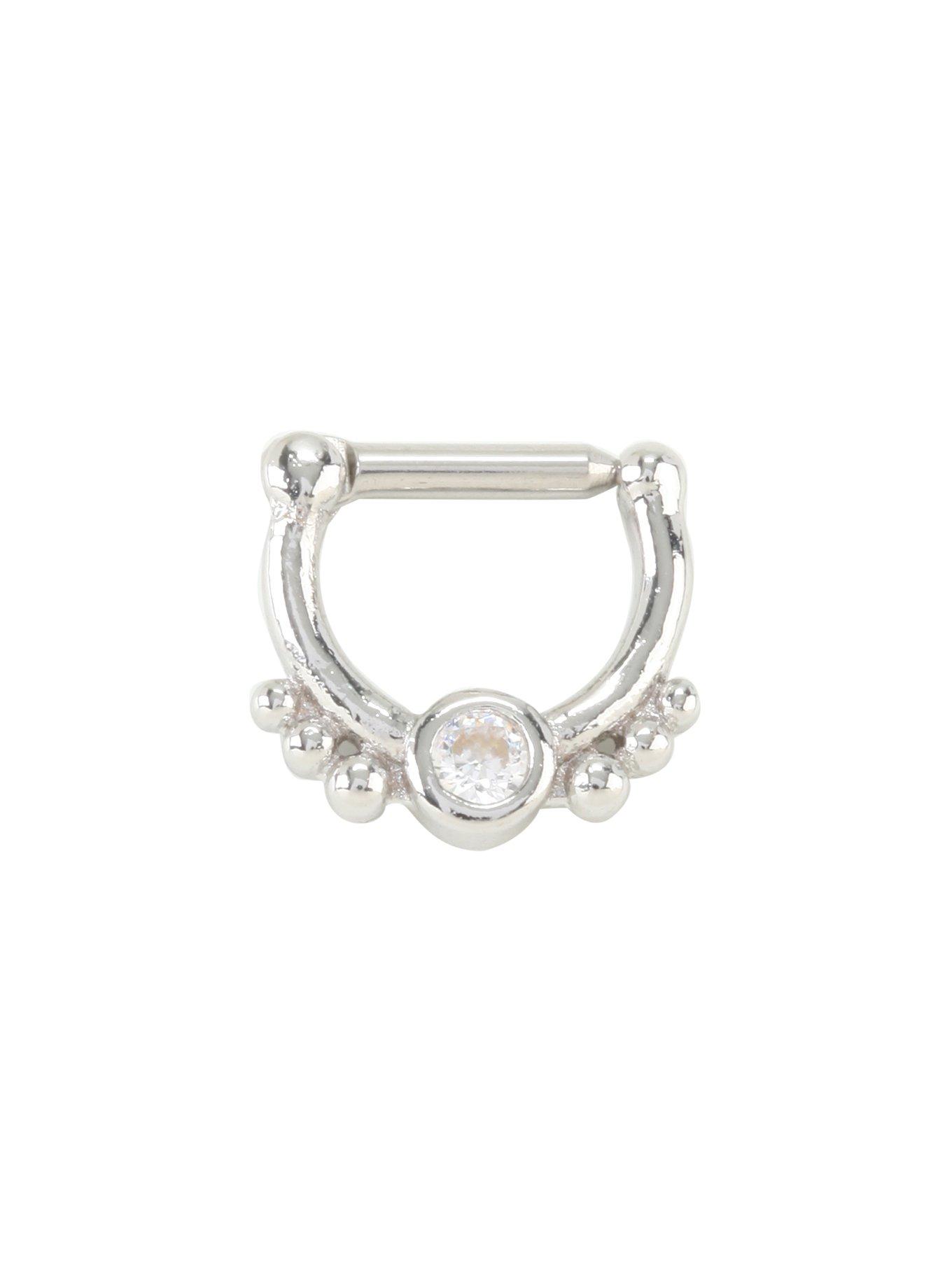 Steel Single CZ Ball Septum Clicker | Hot Topic