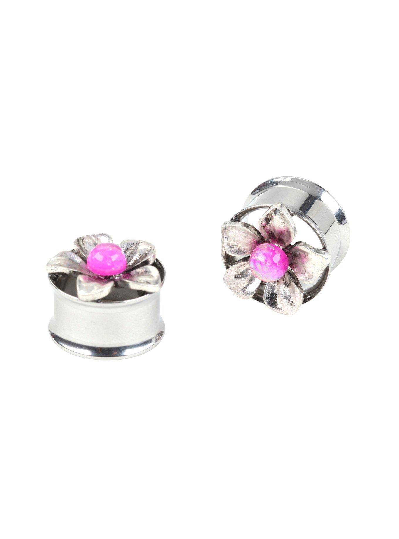 Steel Pink Foil Flower Cutout Plug 2 Pack | Hot Topic