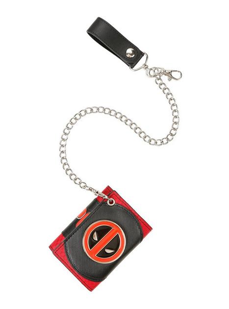 Marvel Deadpool Metal Badge Tri-Fold Chain Wallet | Hot Topic