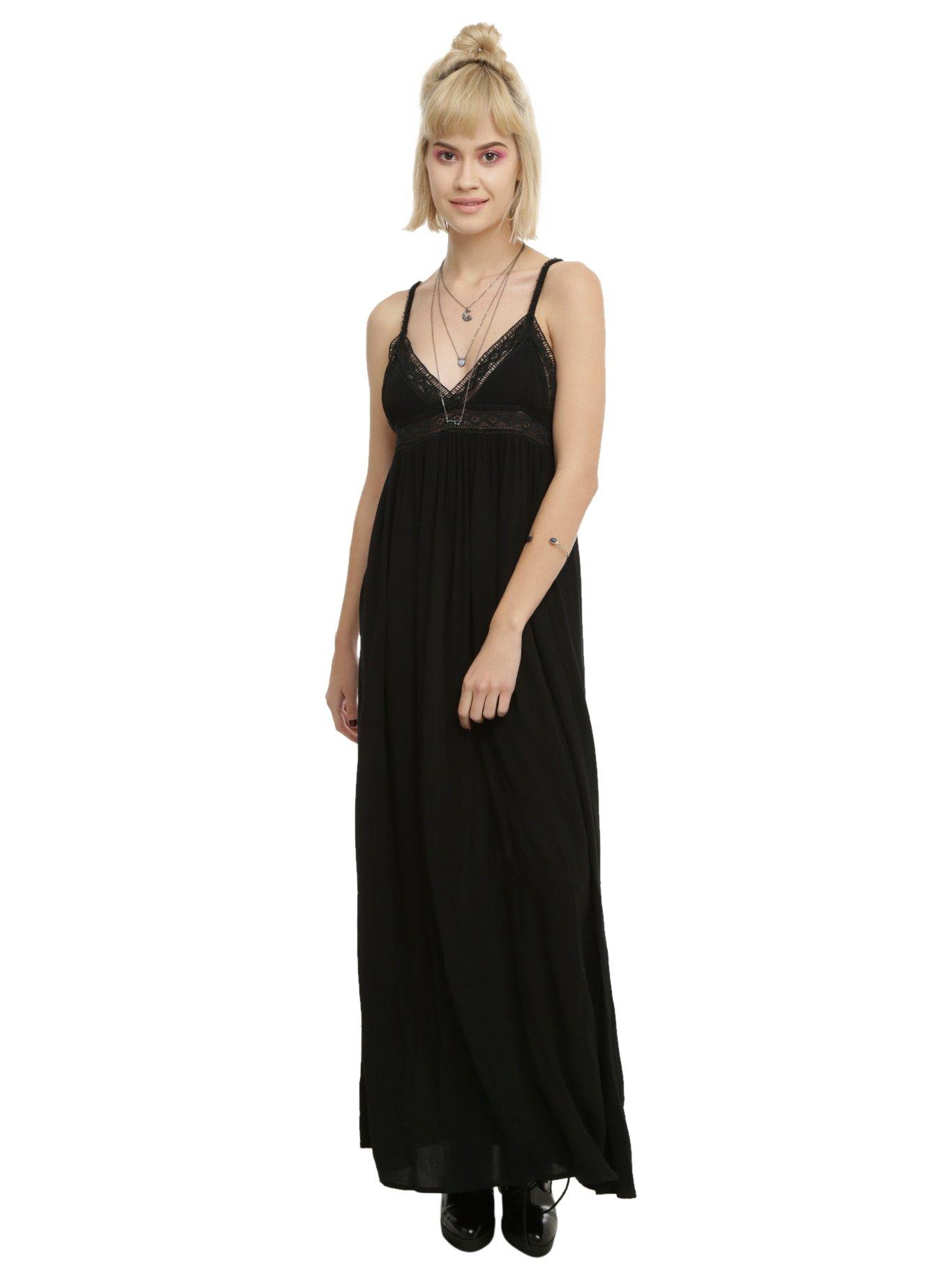 Black Lace Trim Maxi Dress Hot Topic