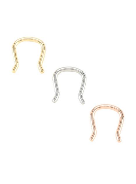 Gold Silver & Rose Gold Septum Retainer 3 Pack | Hot Topic