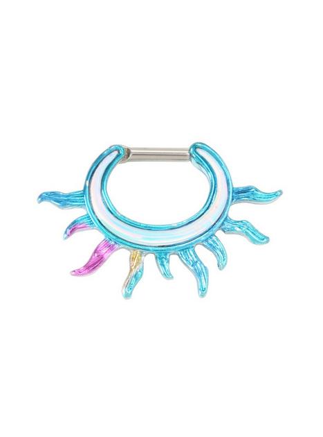 Steel Rainbow Tribal Sun Septum Clicker | Hot Topic