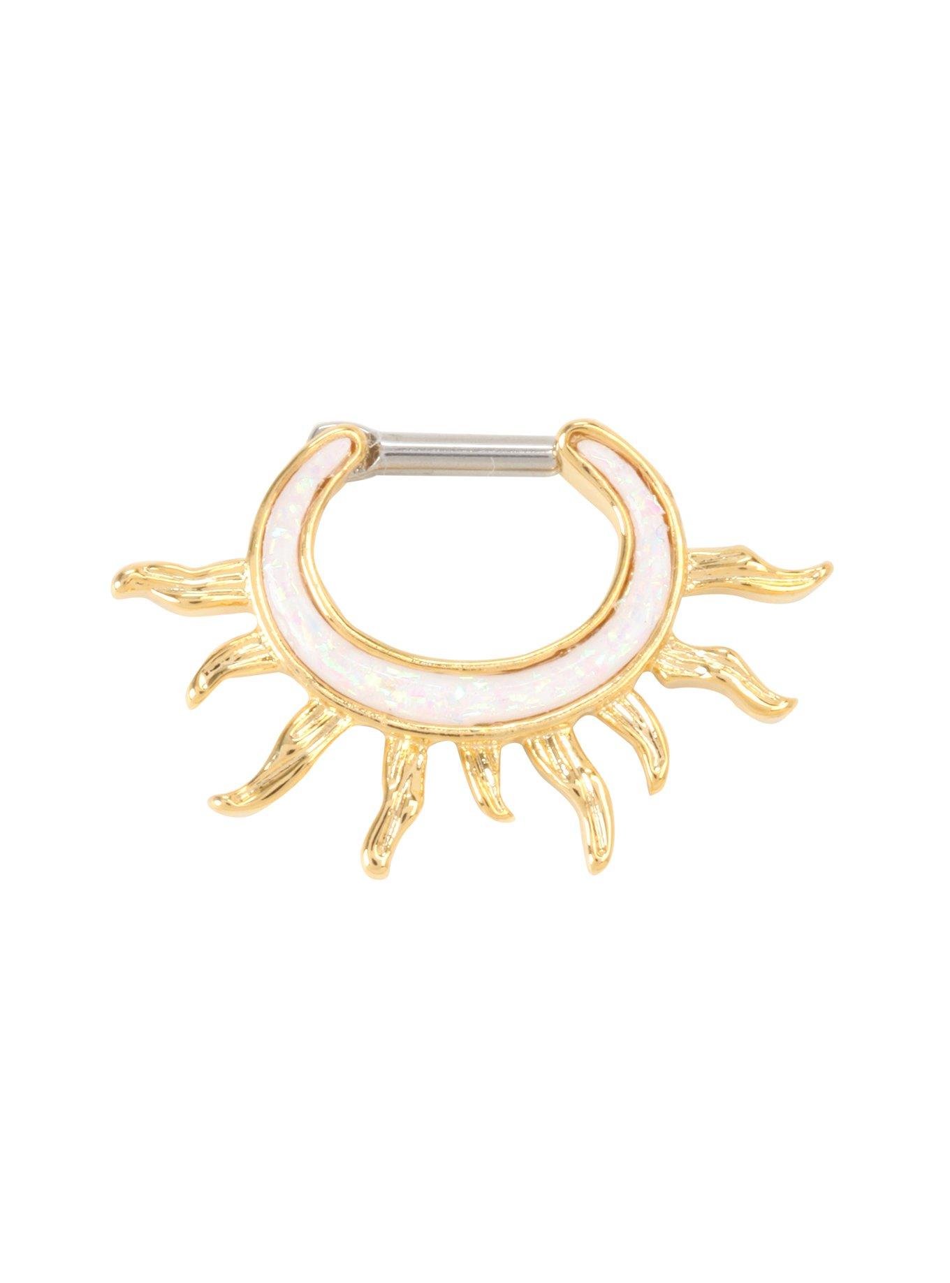 Steel Gold Tone Tribal Sun Septum Clicker | Hot Topic