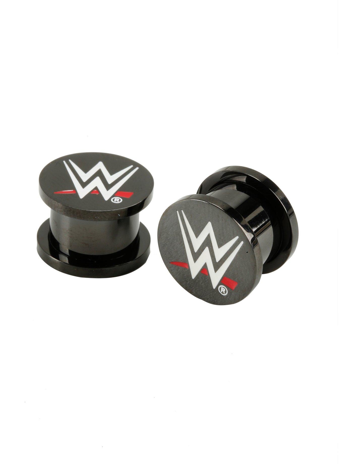 WWE Black Logo Spool Plug 2 Pack | Hot Topic
