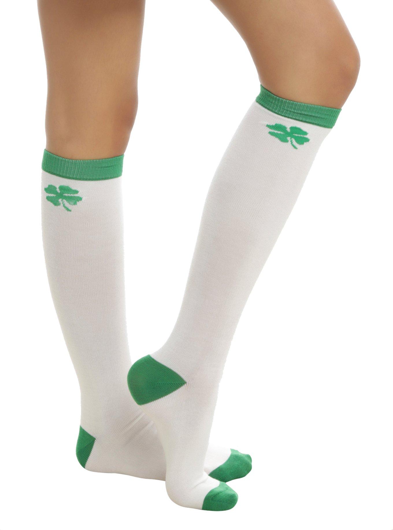 Four-Leaf Clover Knee-High Socks | Hot Topic