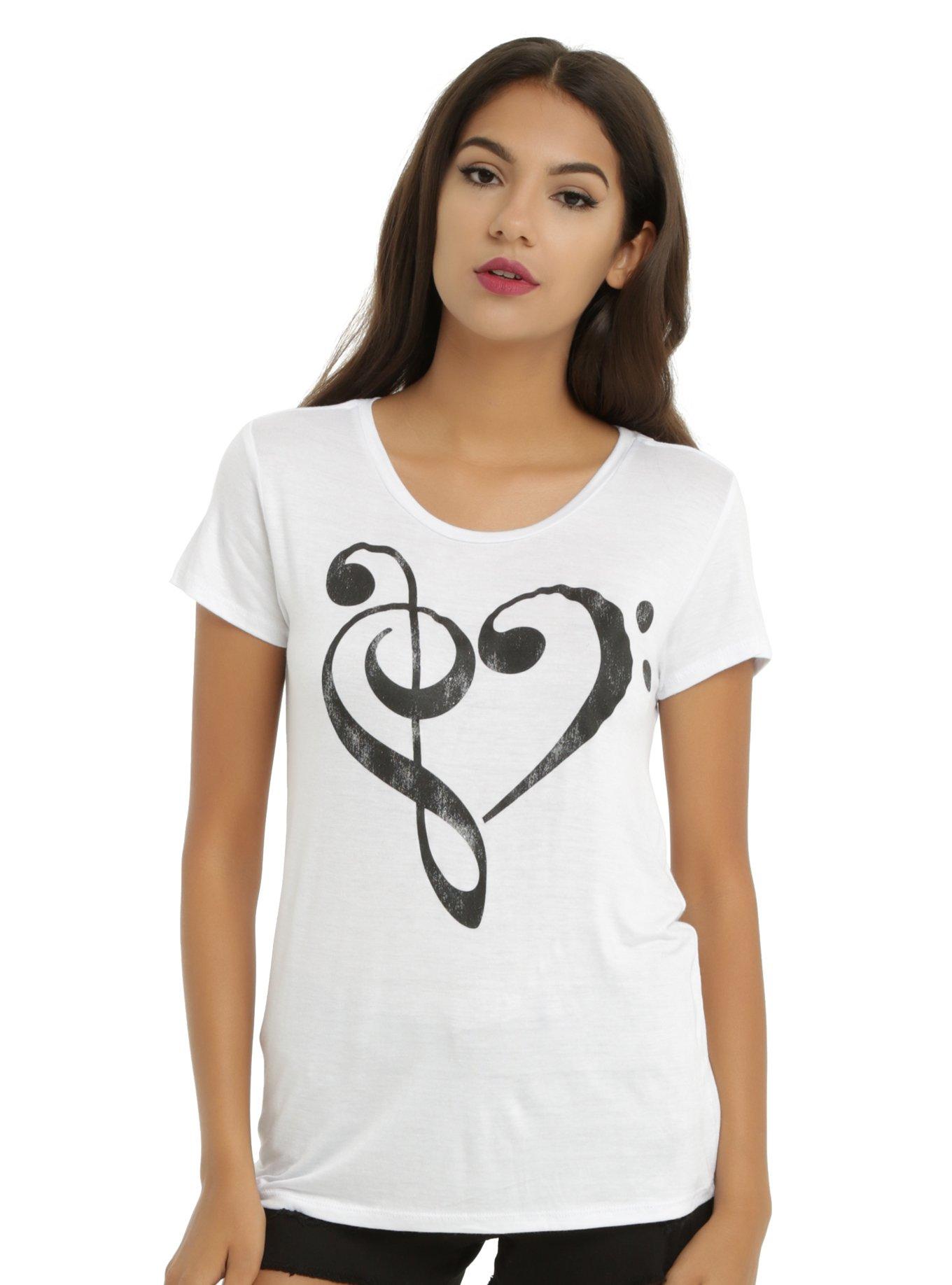 Music Clef Heart Girls T-Shirt | Hot Topic