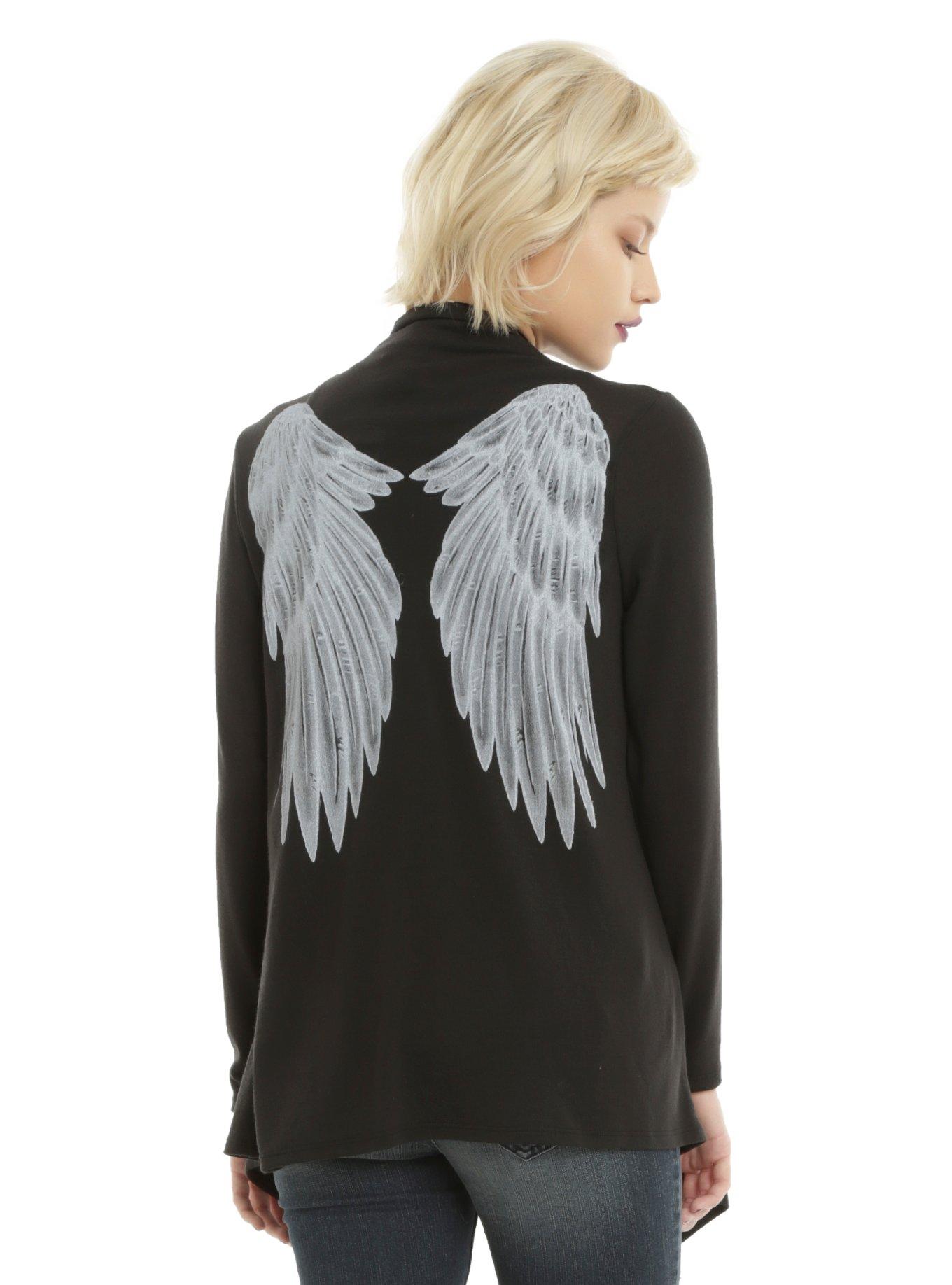 Black & White Angel Wing Girls Flyaway Cardigan | Hot Topic