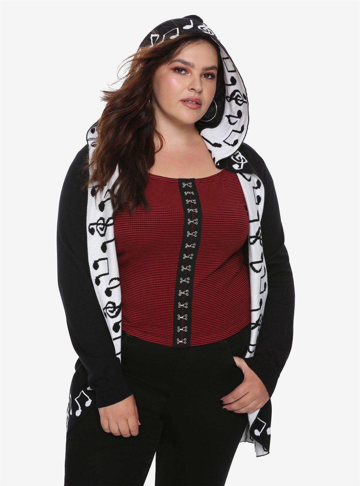 Music Note Hooded Girls Flyway Cardigan Plus Size | Hot Topic
