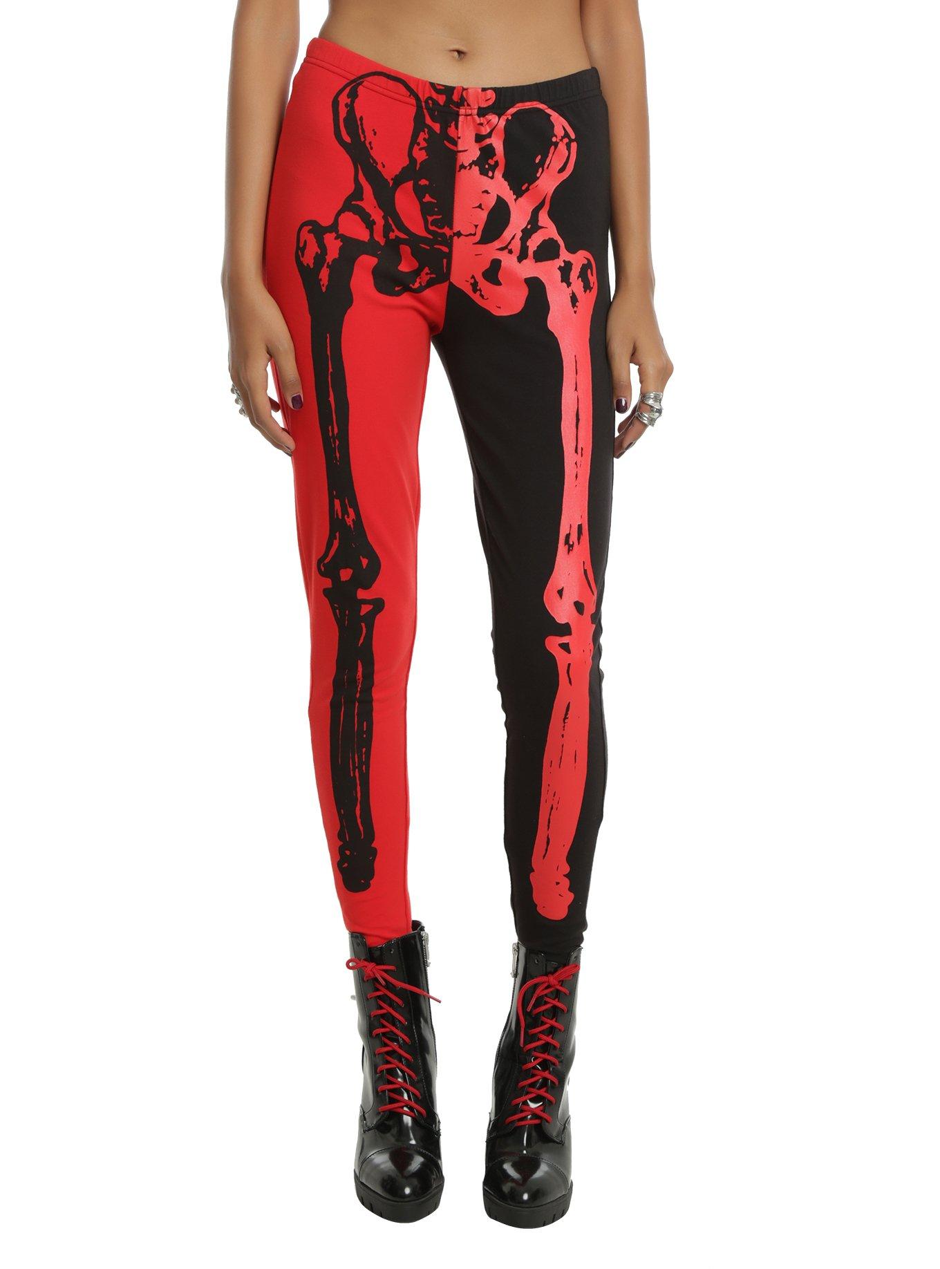 Iron Fist x Ash Costello Bat Royalty Black & Red Bone Leggings | Hot Topic