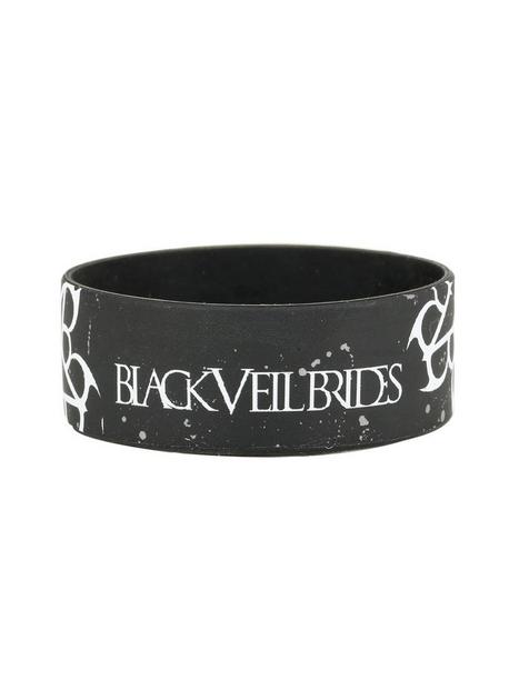 Black Rubber Bracelet Splatter Logo Print Rubber Bracelet | Hot Topic