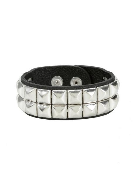 Two-Row Pyramid Stud Faux Leather Wrist Cuff | Hot Topic