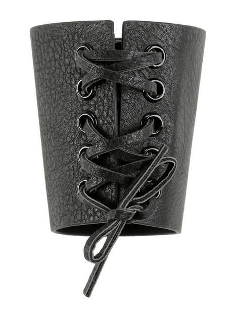 Lace-Up Faux Leather Wrist Cuff | Hot Topic