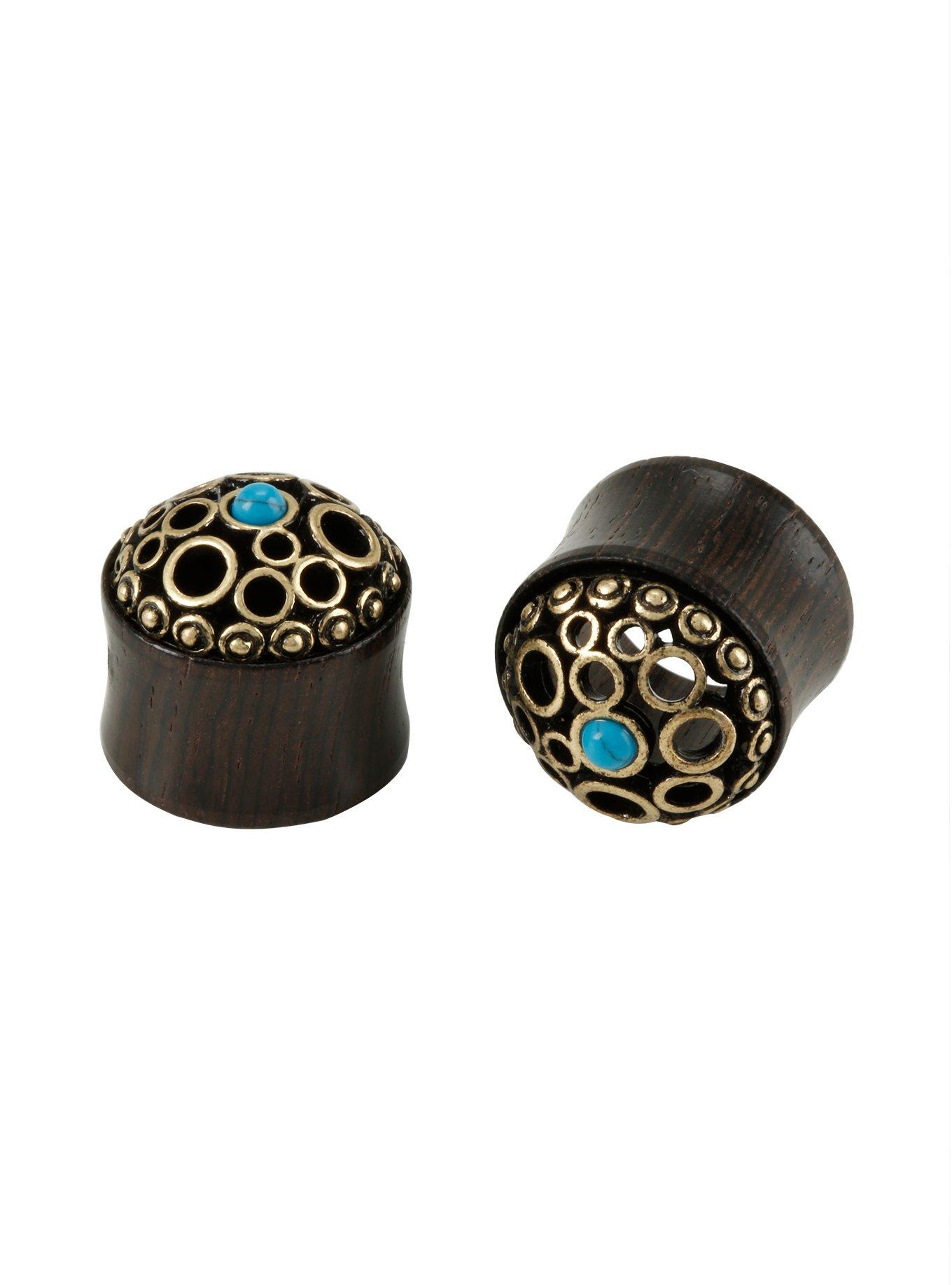 Wood Gold Circle Plug 2 Pack | Hot Topic