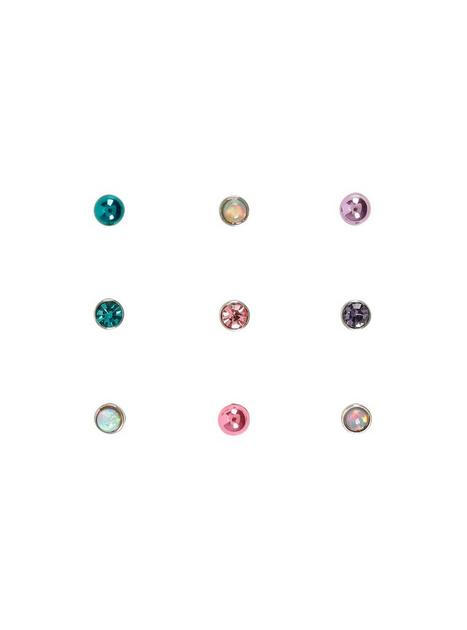Steel Teal Pink & Purple Opal Nose Stud 9 Pack | Hot Topic