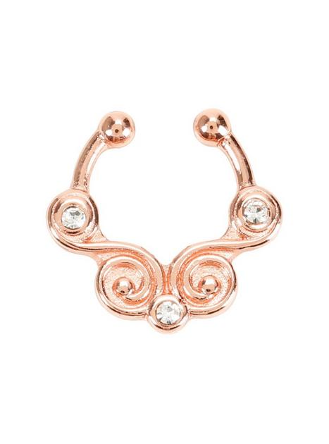 Blackheart Rose Gold CZ Swirl Faux Septum Ring | Hot Topic
