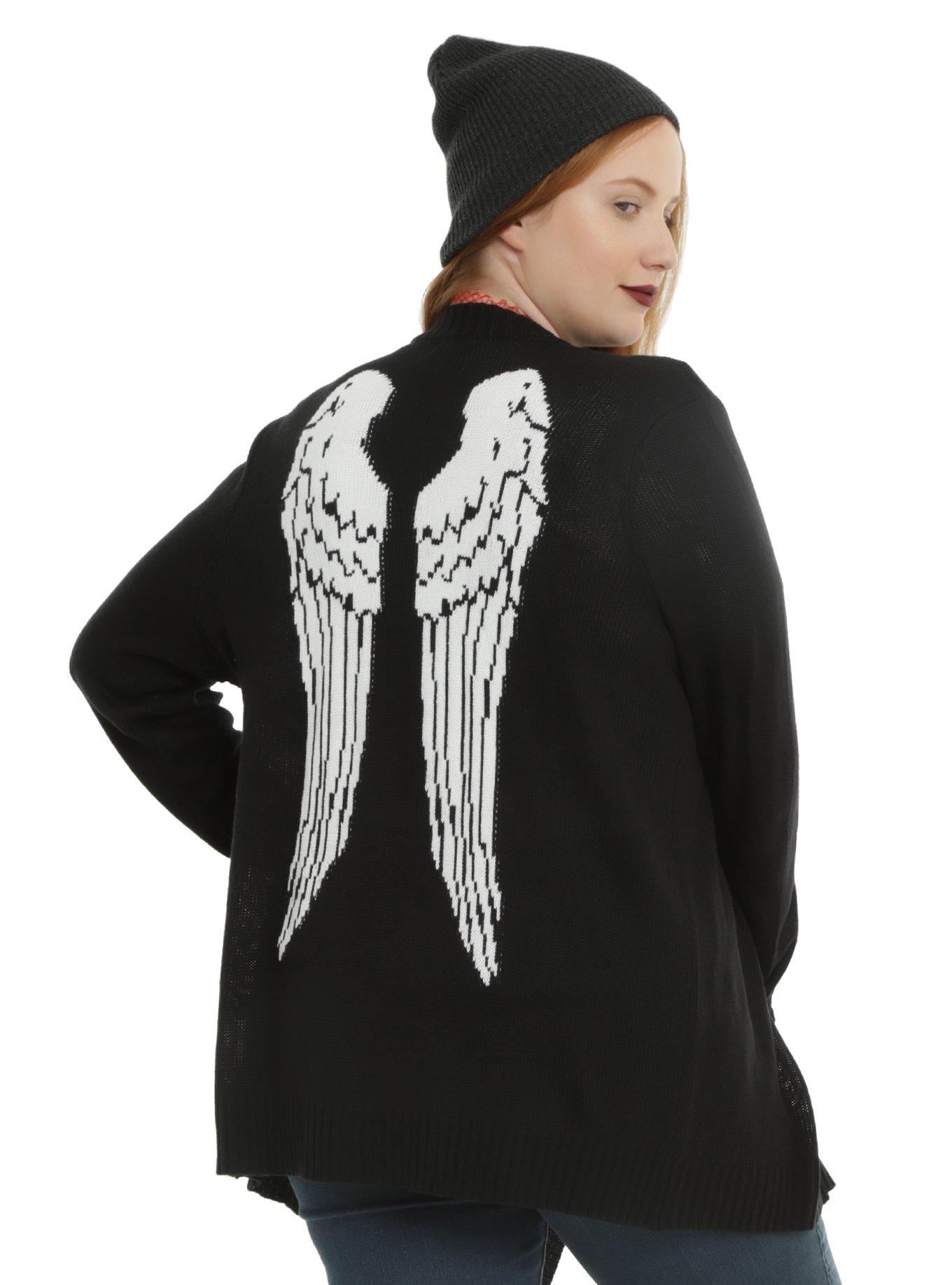 Black & White Angel Wing Girls Flyaway Cardigan Plus Size | Hot Topic
