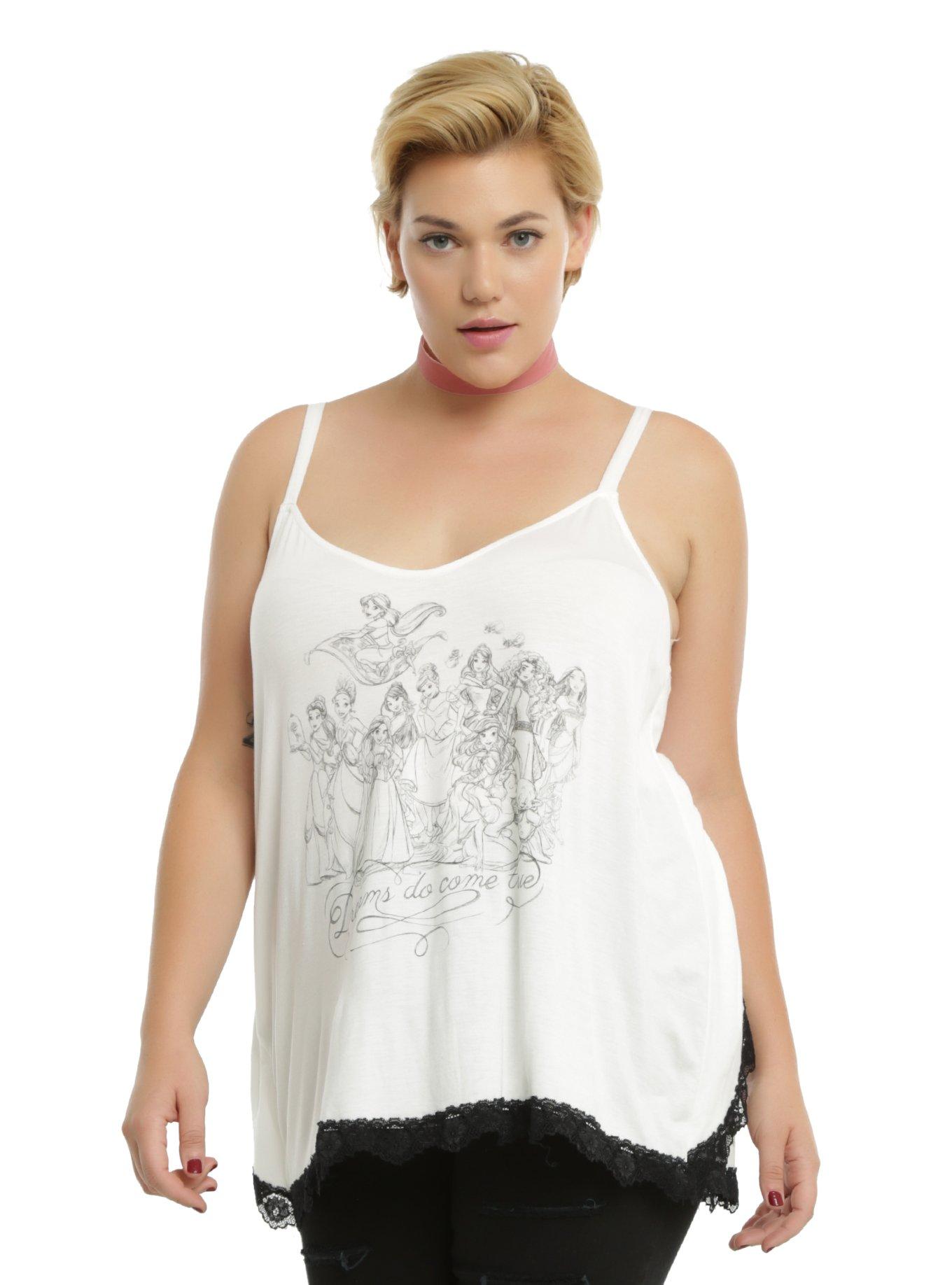 Disney Princesses Dreams Do Come True Lace Girls Tank Top Plus Size