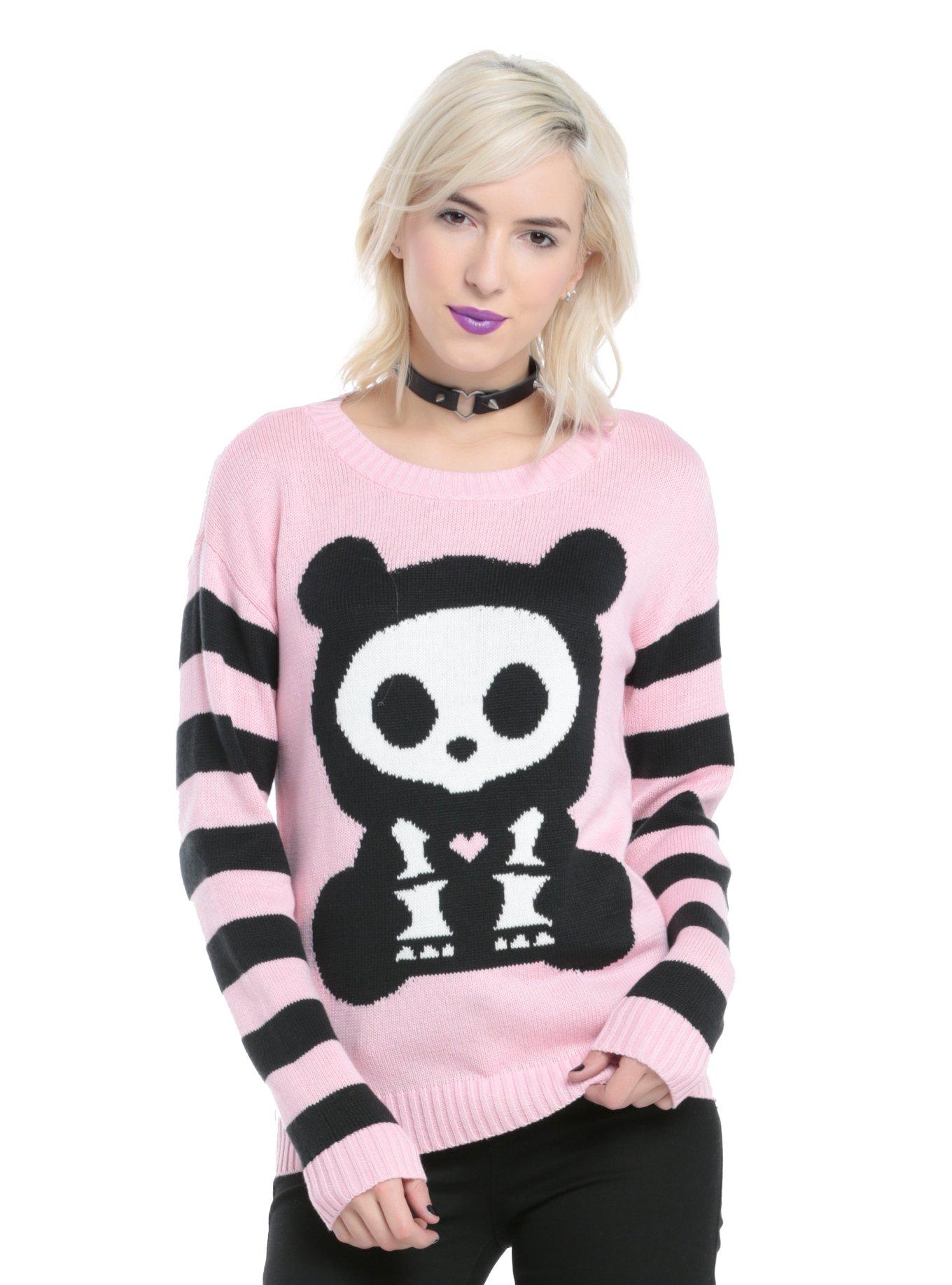 Skelanimals Bear Pink Striped Girls Sweater | Hot Topic