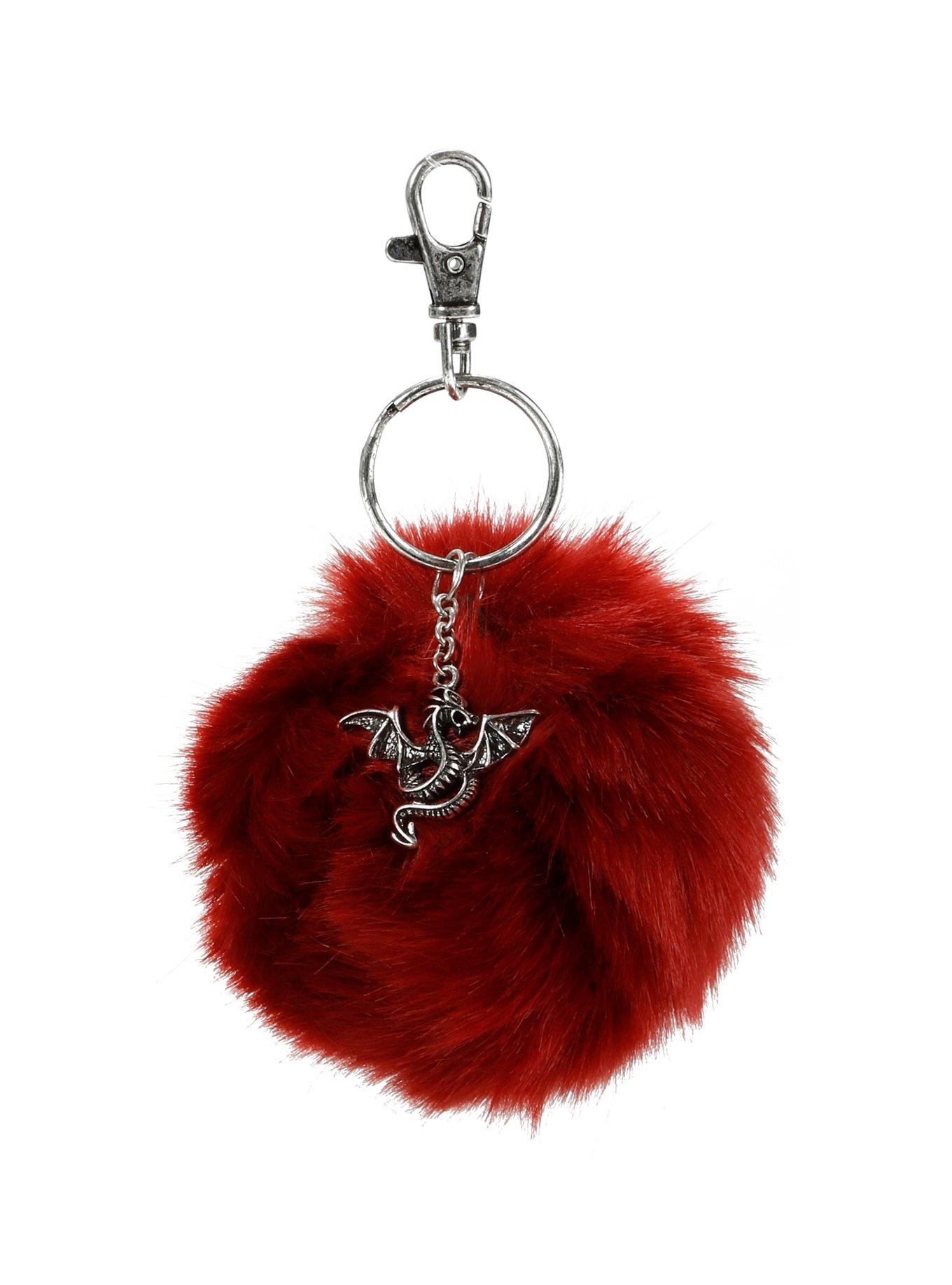 Dragon Charm Faux Fur Pom Key Chain | Hot Topic