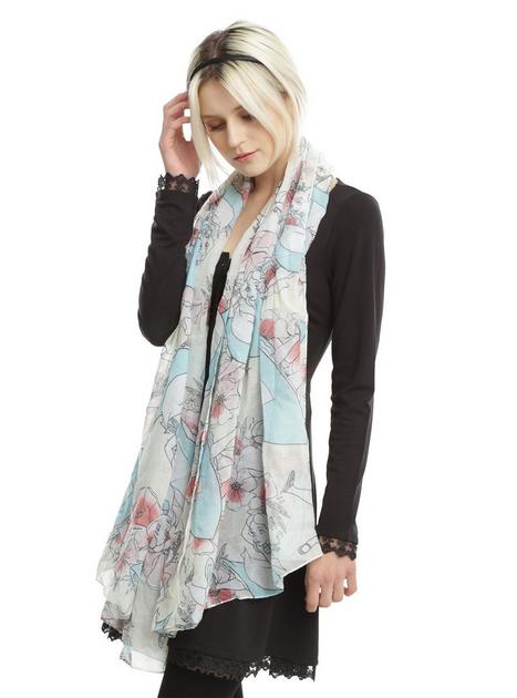 Disney Alice In Wonderland Watercolor Viscose Scarf | Hot Topic