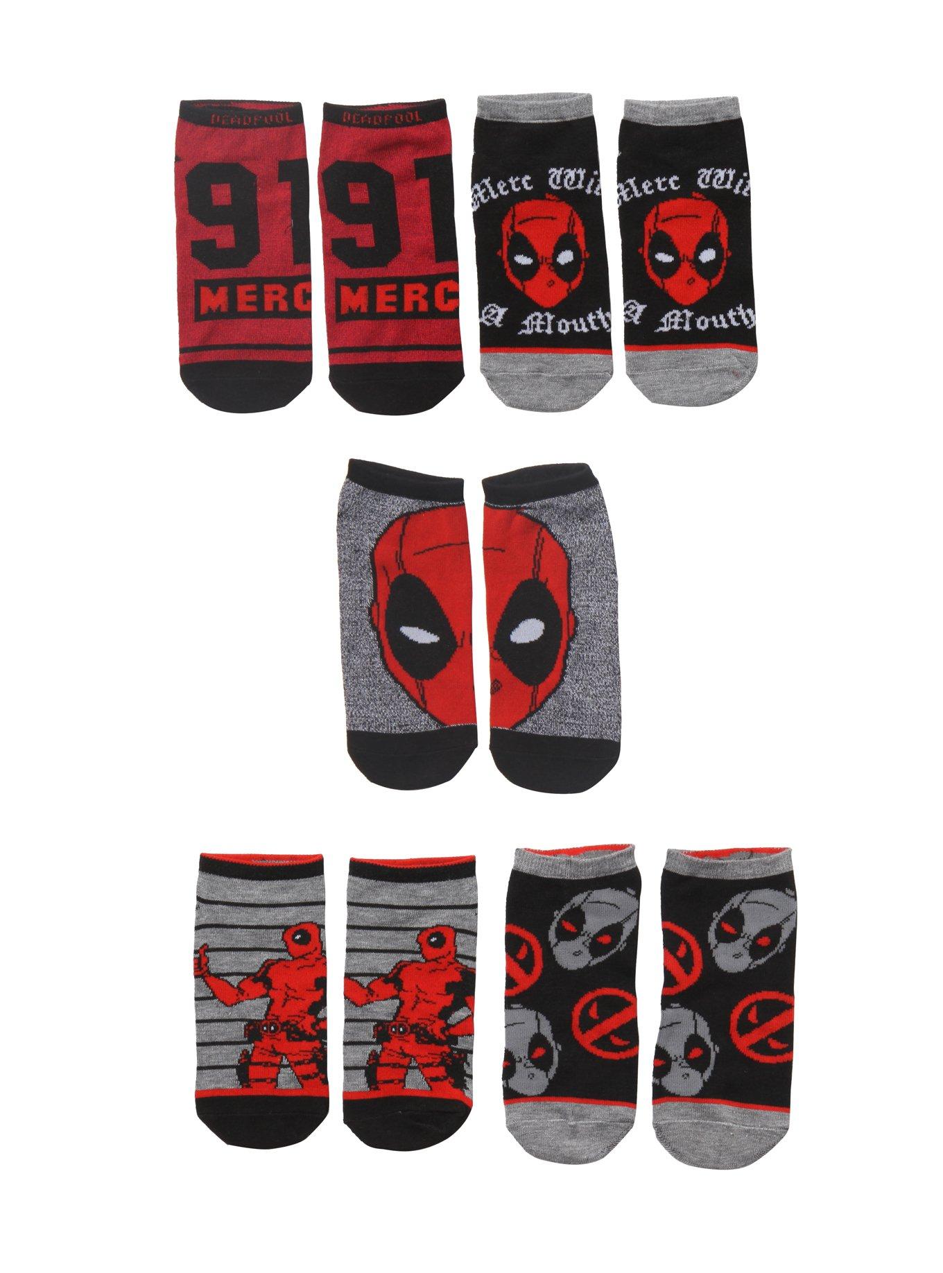 Marvel Deadpool No-Show Sock 5 Pair | Hot Topic