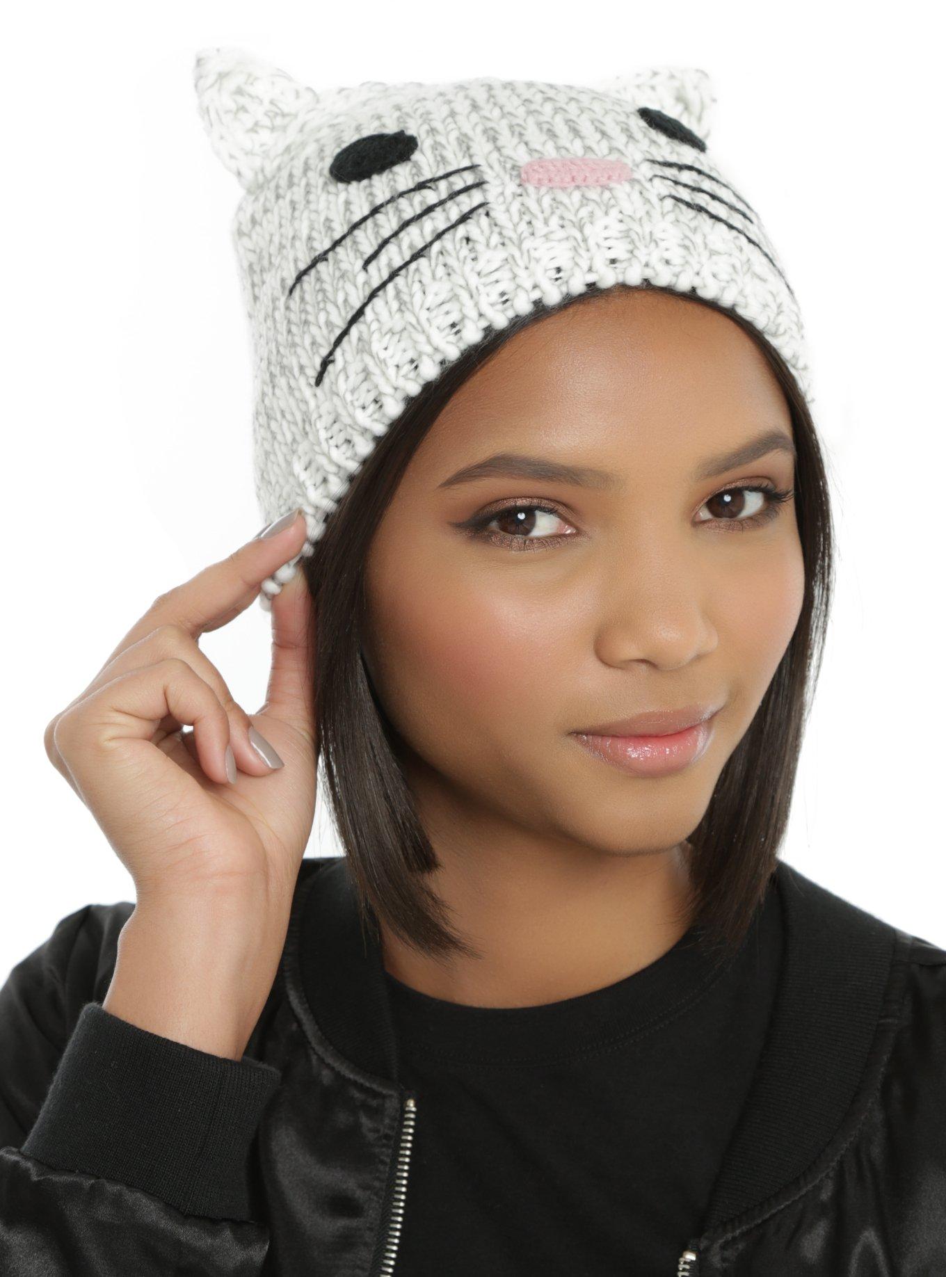 Cat Face Crocheted Beanie | Hot Topic