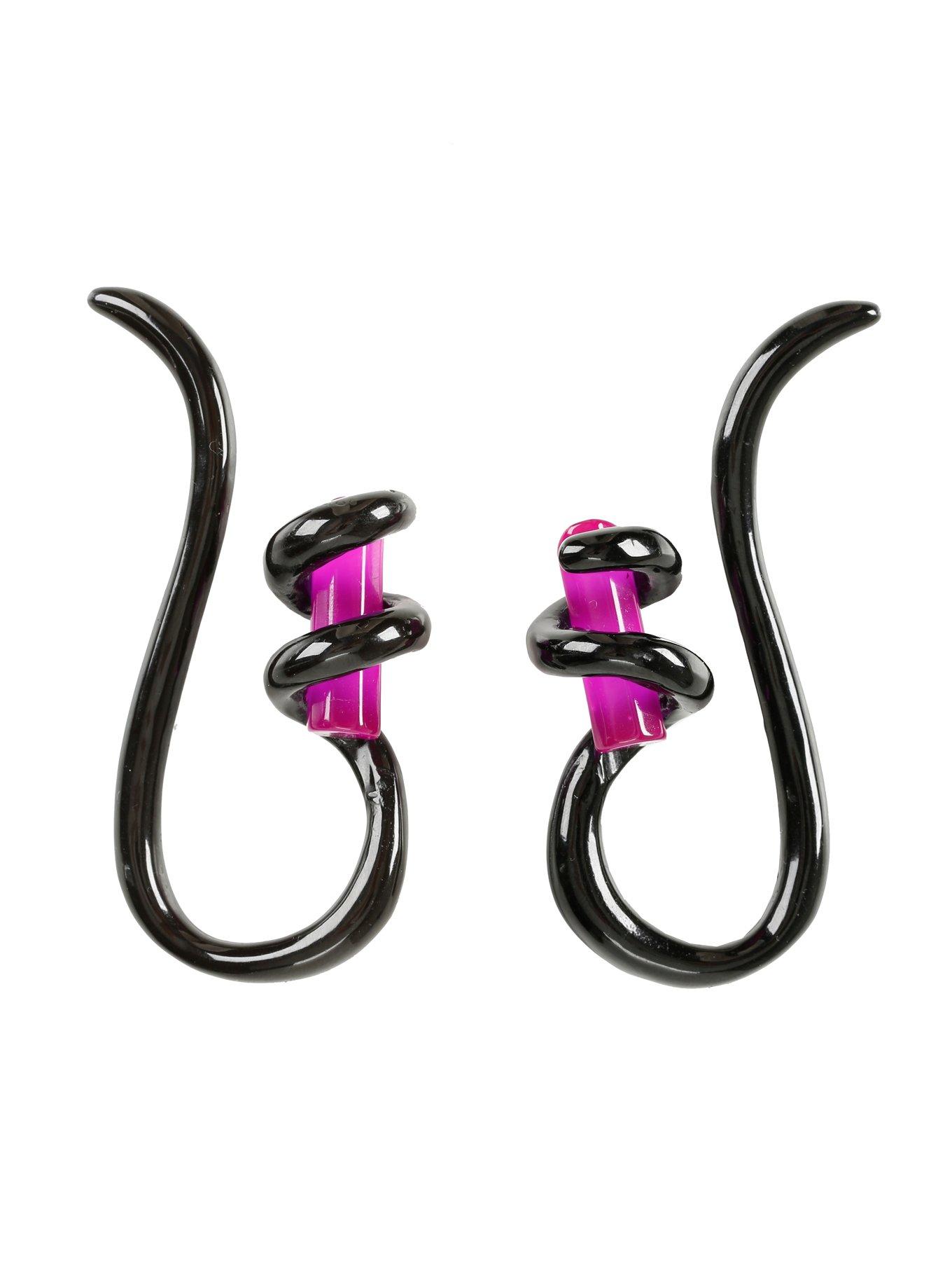 Acrylic Black & Purple Crystal Spiral Pincher 2 Pack | Hot Topic